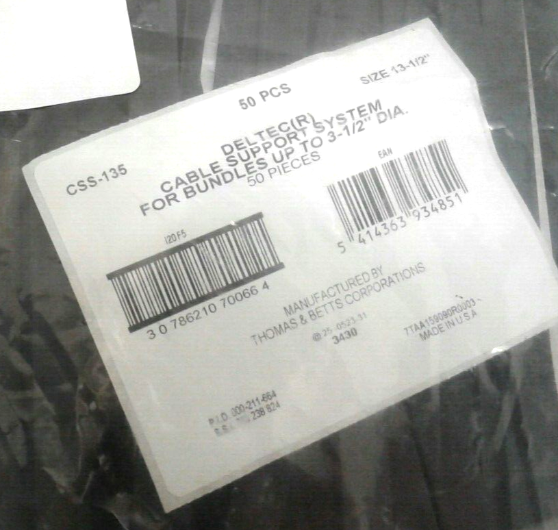 Thomas & Betts CSS-135 Deltec(R) Cable Support System F/Bundles~3-1/2 ...