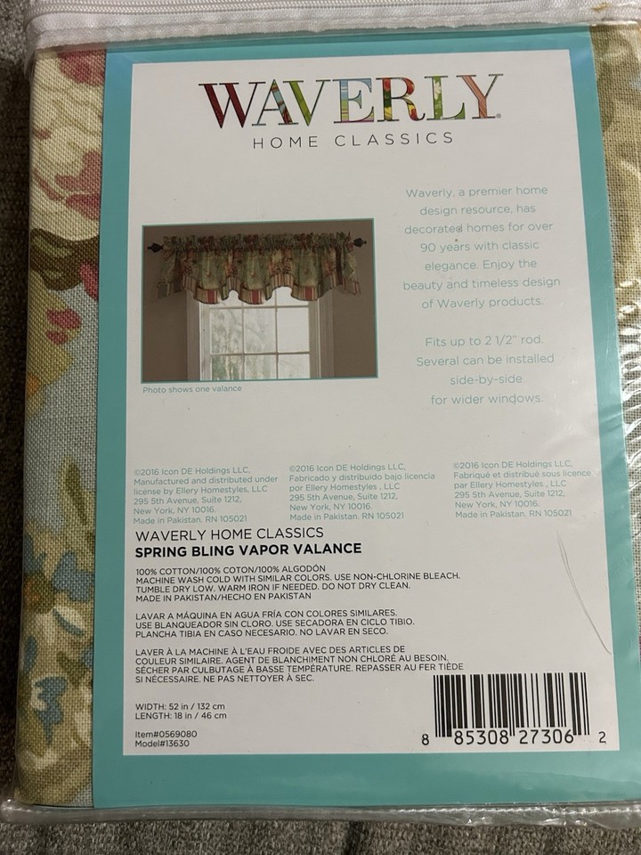 Waverly Spring Bling Modern Farmhouse Floral Scallop Valance Curtain 52 ...