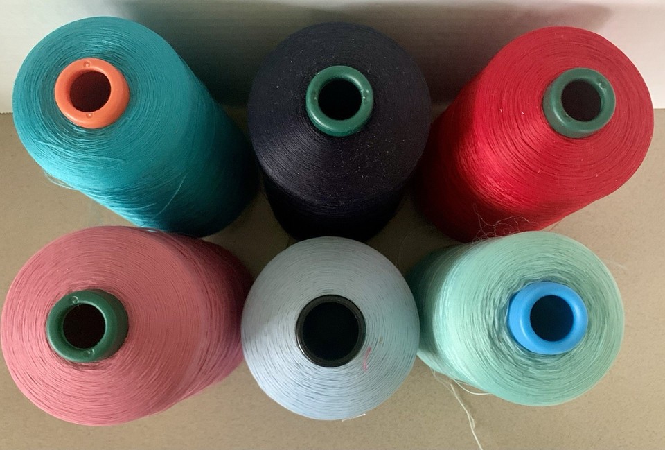Lot of 6 Mixed Large Cones of Vintage Sewing Thread Polyester Wildcat ...