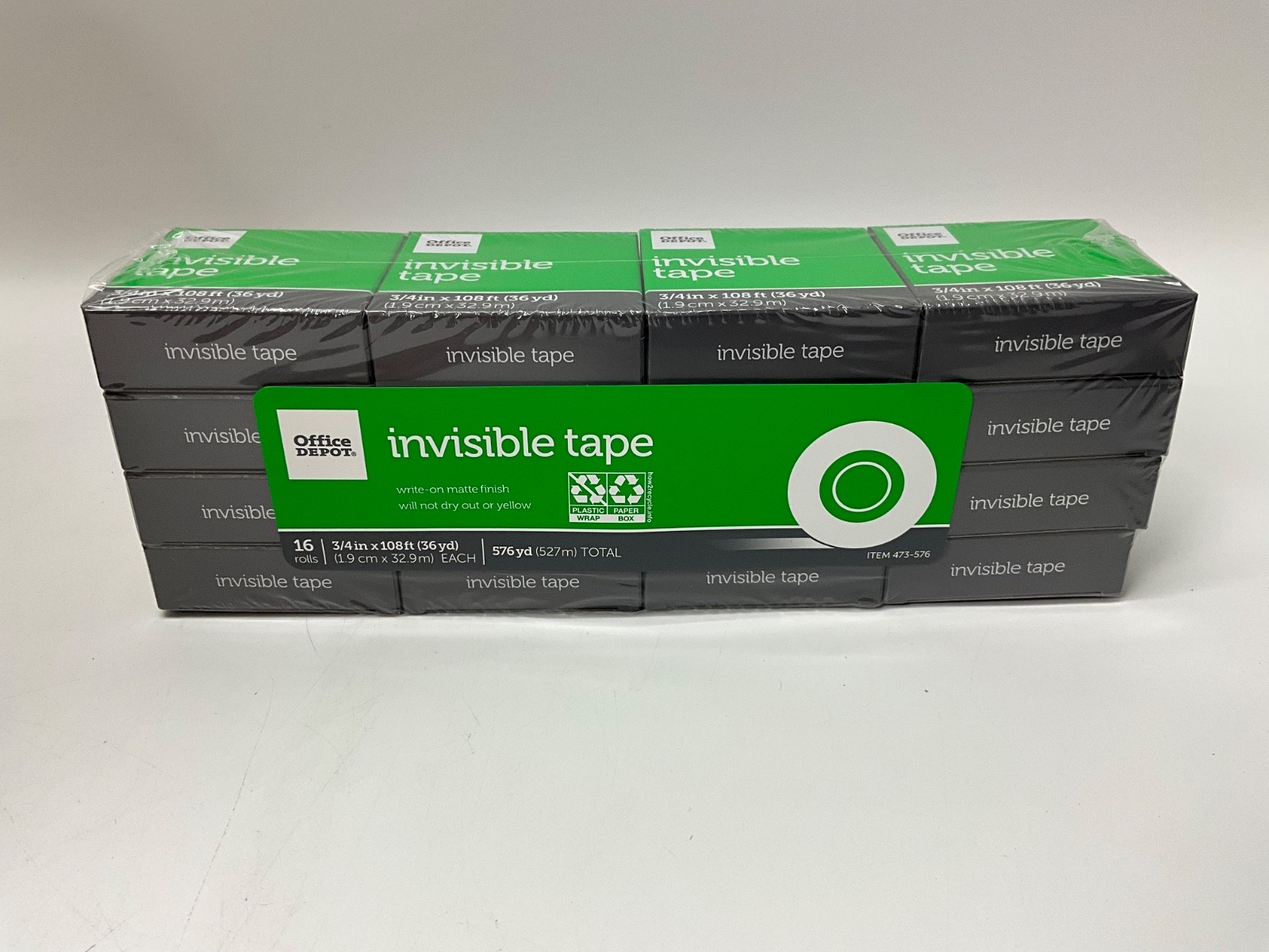 Office Depot Invisible Tape, 3/4" x 1296", Clear, Pack of 16 rolls ...