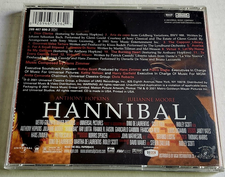 Hannibal (Original Soundtrack) by Hans Zimmer (CD, 2001) 28946769621 | eBay