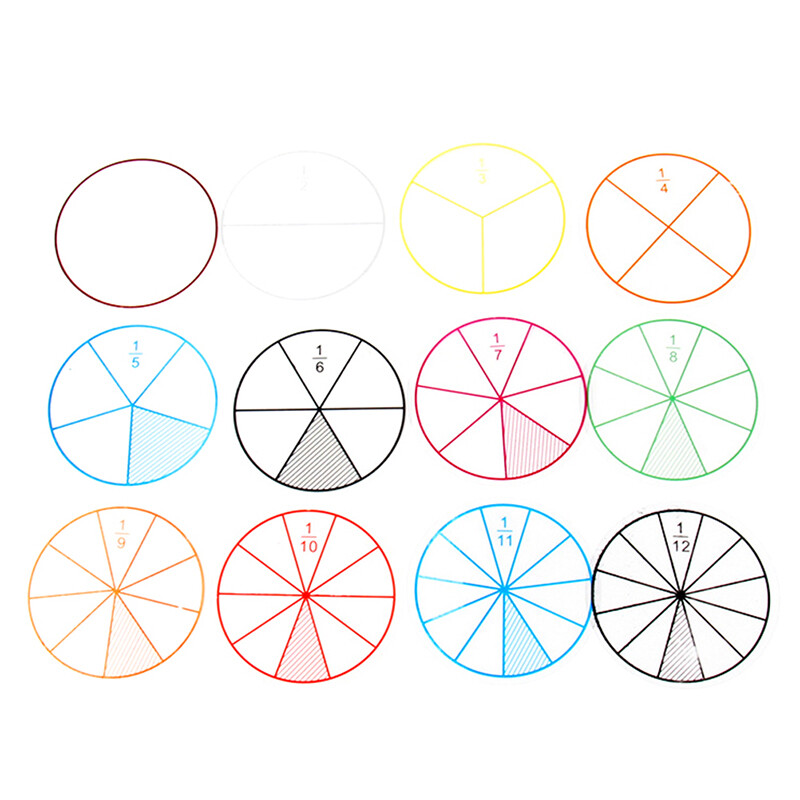 1Set Kids Math Toys For Children Math Numbered Fractions Circles Math ...