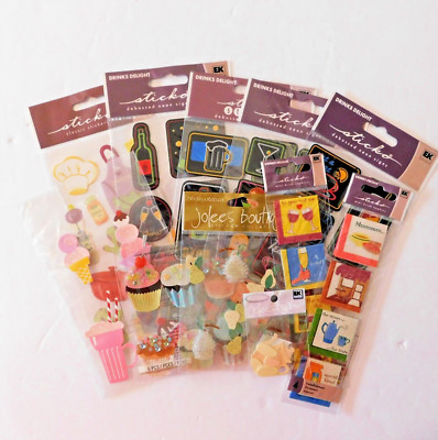 Scrapbook Stickers Lot of 11 Food Drink Cocktails Cupcakes Beer Wine ...