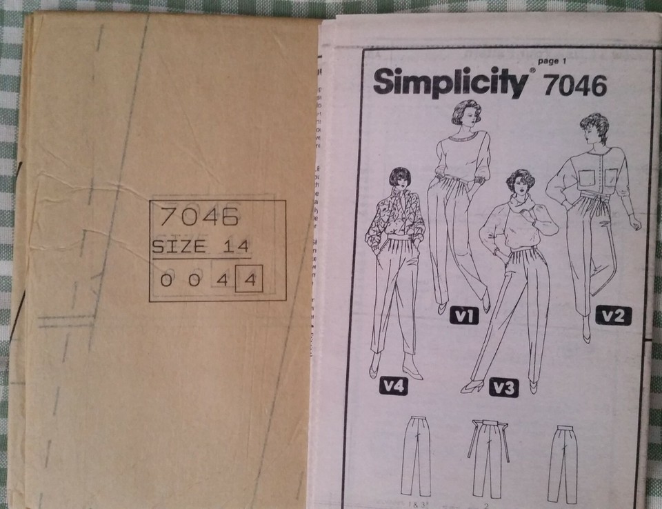 1985 Simplicity 7046 size 14 Misses Women Tapered Pants uncut | eBay