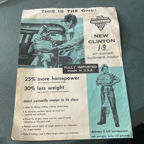 Vintage Clinton J9 Outboard Motor Engine Boat 1960s Brochure | eBay ...