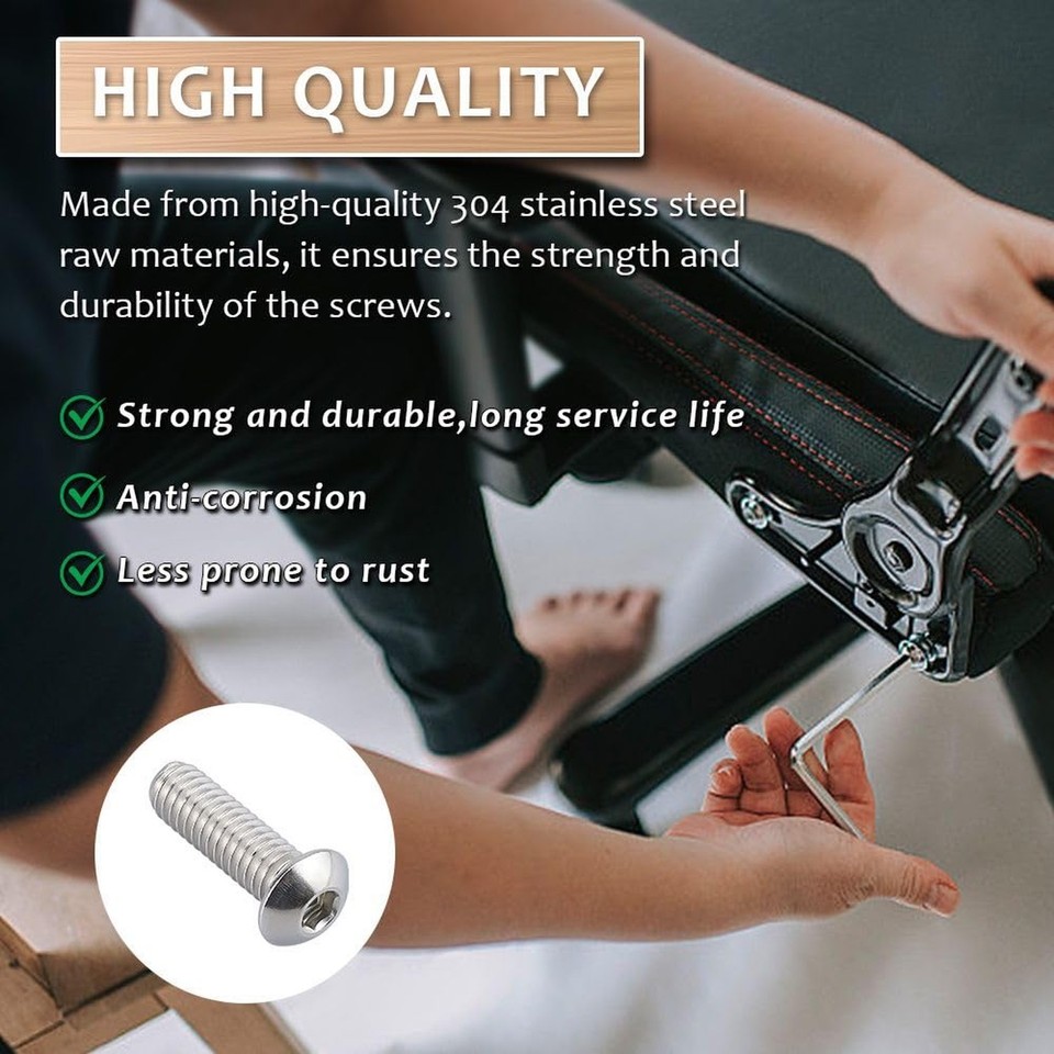 1/4-20 x 1-3/4" (25 Pack) Hex Socket Button Head Cap Screws Bolts ...