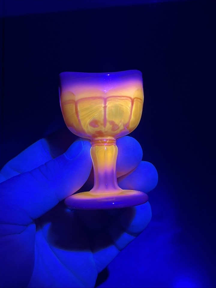 Slag Glass Orange Swirl 8 Paneled Eye Wash Cup ~ UV Reactive Rosso ...