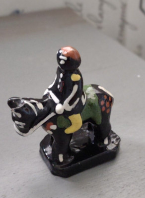 Swiss Folk Art Pottery man on horse figurine by F Hanni Heimberg 3" | eBay