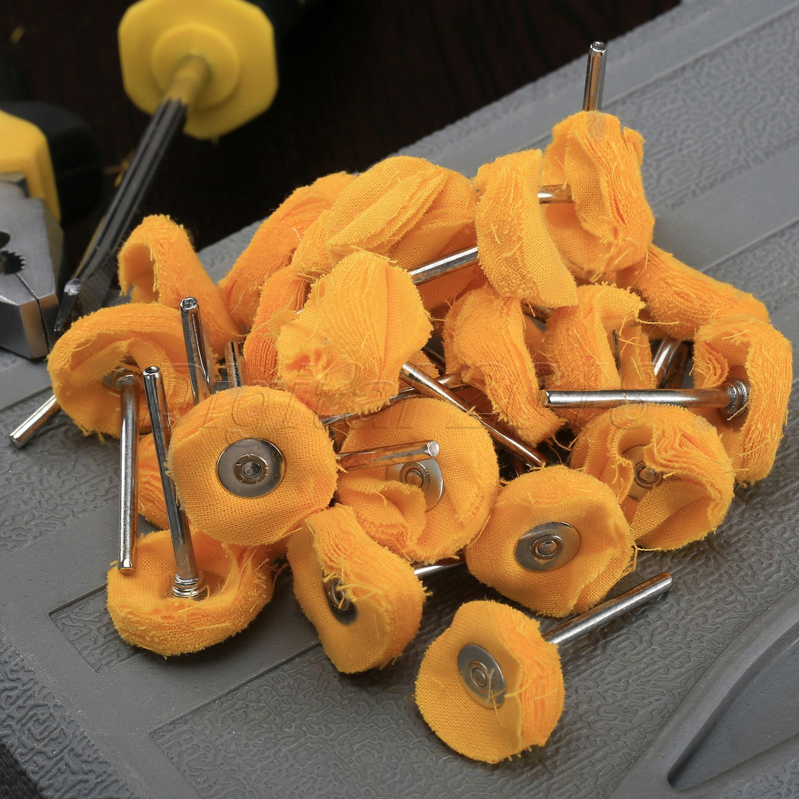25X3mm Yellow Cloth Polishing Round Wheel Shank Brushes For Rotary ...