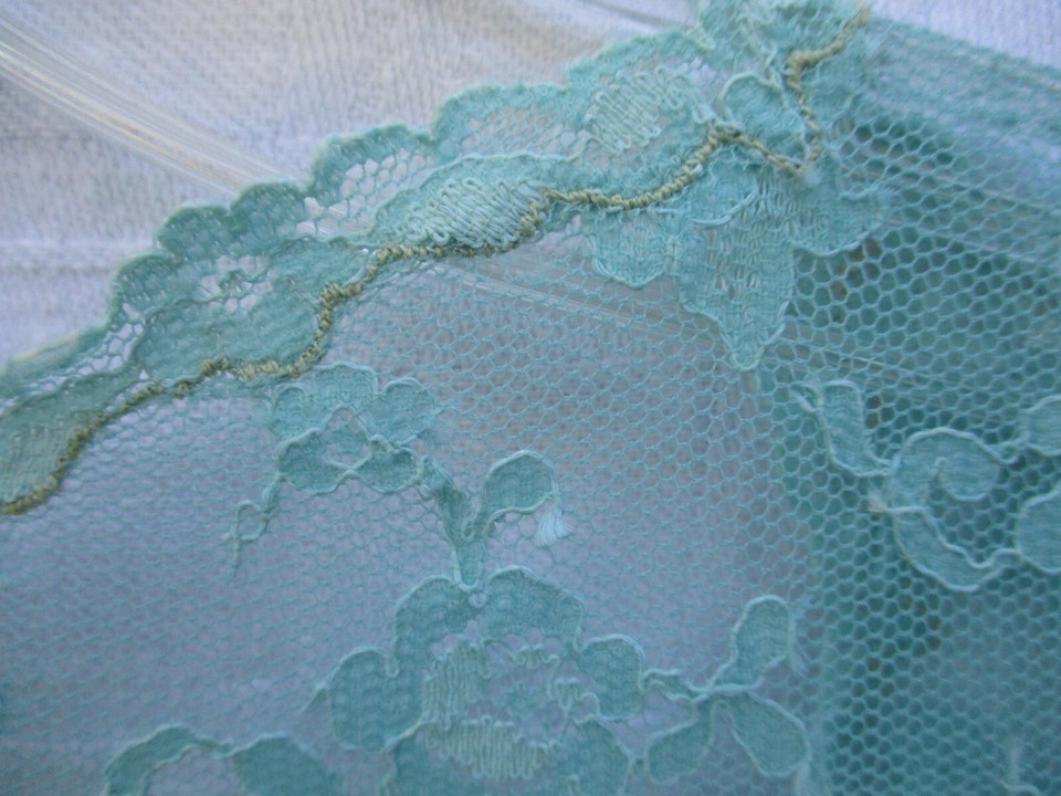 Chevette Lingerie Open Robe Turquoise Blue Sheer Floral Netted Lace Vintage MED | eBay