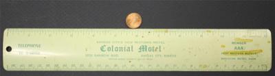 1950s Era Kansas City Kansas Colonial Motel metal Ruler Best Western ...