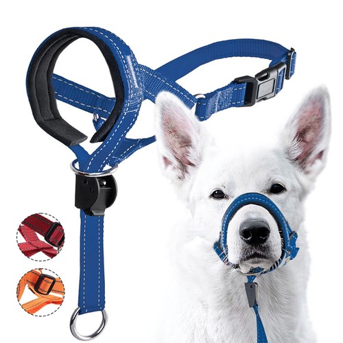 Puppy Pet Dog Muzzle Head Mouth/Nose Stop Pulling Strap Training Lead ...