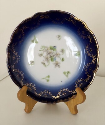 Vintage hand-painted Plate Victoria Carlsbad Austria Cobalt Blue With ...