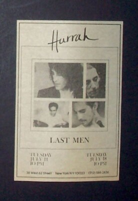 Last Men NYC Band Hurrah's Club 1978 Mini Poster Type Concert Ad, Promo ...