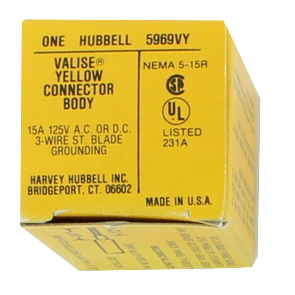 Hubbell Valise® 5969VY Straight Blade Female Connector 15A-125V ...