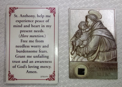 Vintage Catholic St. Anthony of Padua Relic Metal Card Pocket Prayer ...