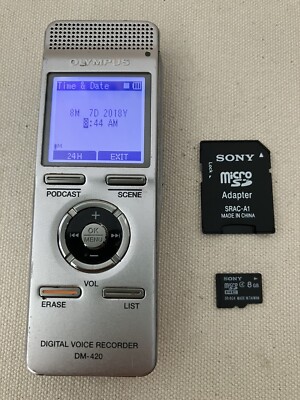 OLYMPUS DM-420 DIGITAL RECORDER WITH WITH MICRO SD CARD - TESTED ...