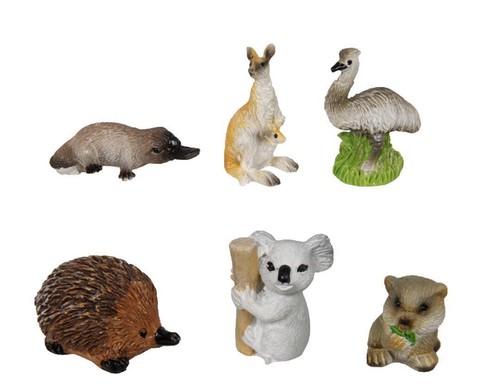 Miniature Australian Wildlife Animal Figurines Mini Animals 6pcs Koala ...