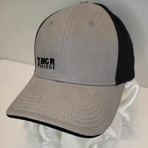 Otto Big R Bridge Hat Adjustable Gray, Black Baseball Cap Hook and Loop ...