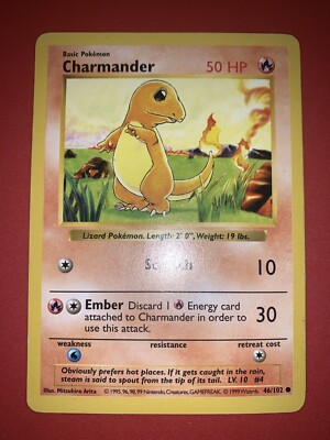 Charmander Shadowless Base Set Excellent Condition | eBay