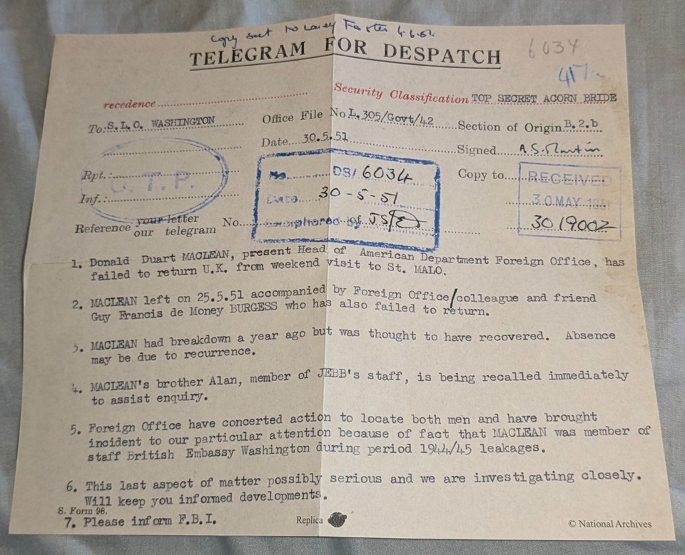 USA Telegram Missing Secret Agent USSR Americana FBI MI5 Old 007 ...