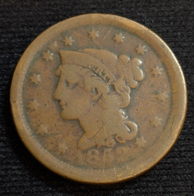 1852 Braided Hair Large Cent Penny -Average Circulated- Better Date ...