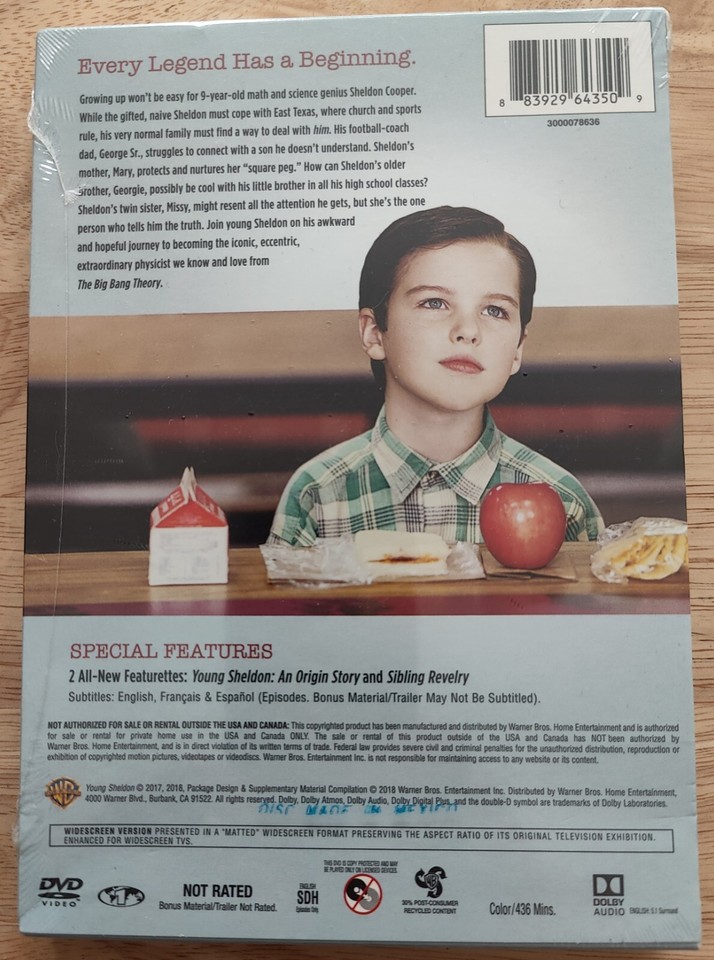 Young Sheldon The Complete First Season DVD Box Set-NEW Sealed ...
