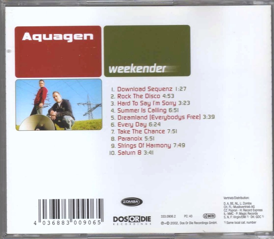 Aquagen - Weekender - CDA - 2002 - Dance Trance Summer Is Calling | eBay