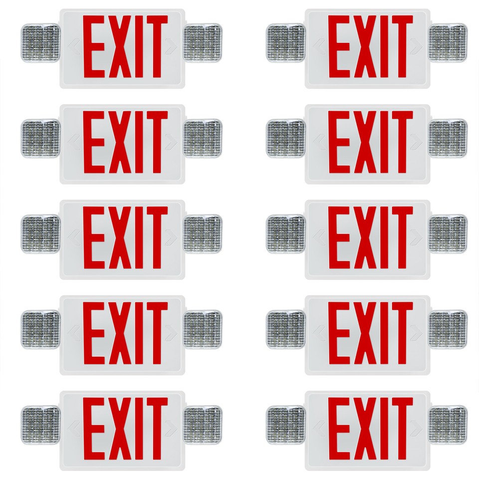 Exit Sign with Emergency Lights, Two LED Adjustable Head Emergency Exit ...