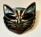 Vintage Silver Cat Kitty Brooch Pin With Black Stone Alien Eyes ...