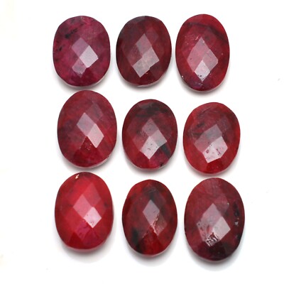 9 Pcs Natural Ruby Pigeon Blood Red 18mm-20mm Oval Checker Cut Loose ...