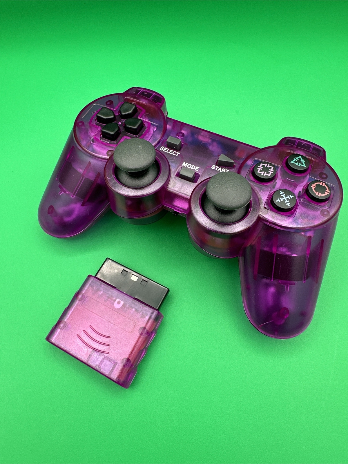 PS2 PS1 Wireless 2.4GHz Dual Vibration Controller Transparent Blue | eBay