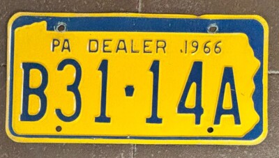Pennsylvania 1966 DEALER License Plate # B31-14A | eBay