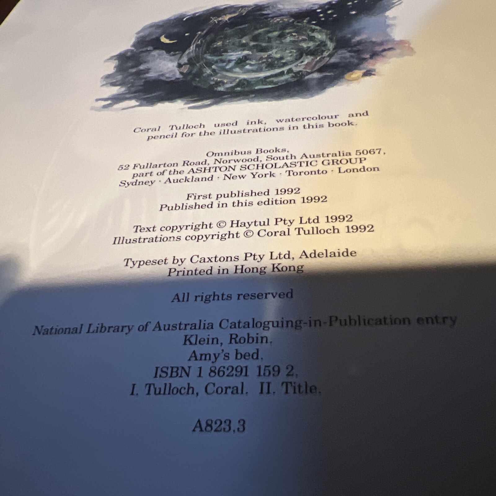 AMY'S BED BY ROBIN KLEIN, ILLUSTRATED BY CORAL TULLOCH~P/B 1992~rarely ...