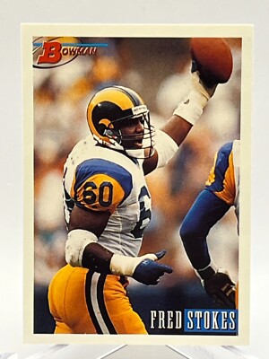 1993 Bowman NFL Football Card #304 Fred Stokes DE #60 Los Angeles Rams ...
