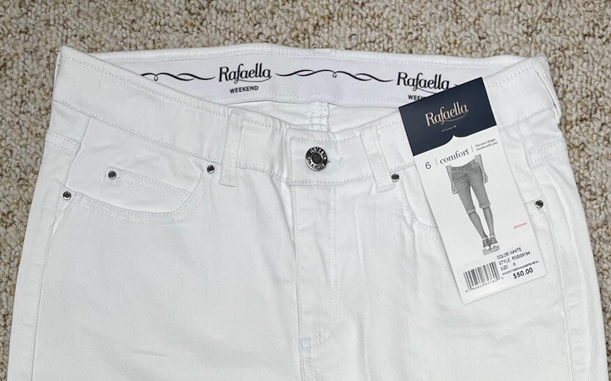 Rafaella Jeans Women's size 6 Skimmer High Rise Stretch Lift Trim White ...