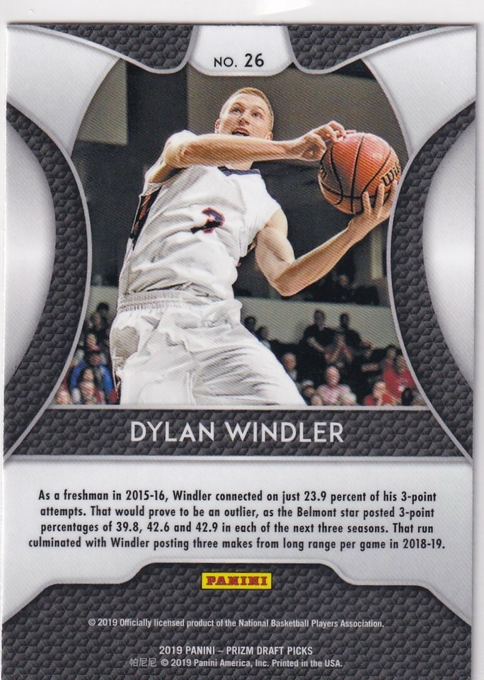 2019-20 PRIZM DRAFT RC DYLAN WINDLER CLEVELAND CAVALIERS ROOKIE - D1208 ...