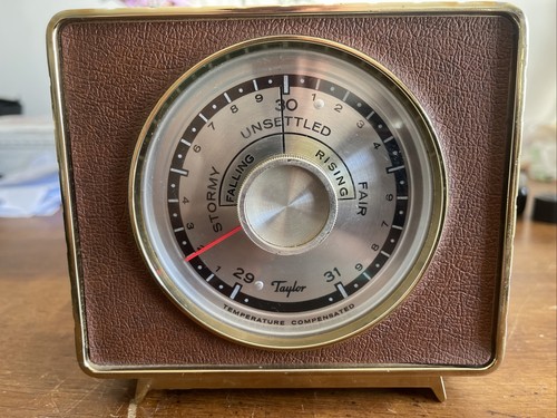 Vintage Taylor Temperature Compensated Brass Weather Forecast Barometer ...