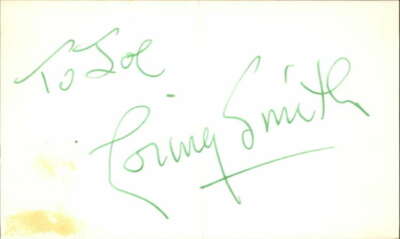 Loring Smith d. 1981 Actor The Twilight Zone Signed 3" x 5" Index Card ...