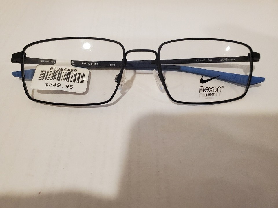 Nike Eyeglasses Satin Black/Midnight Navy NIKE 4305 008 FLEXON NEW 55 ...
