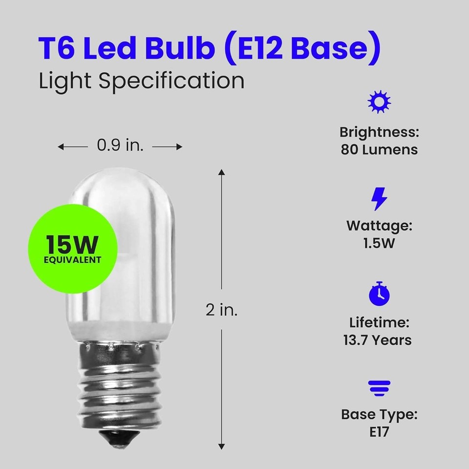 Feit Electric T7 LED Light Bulb, 15W Equivalent, 1.5W, 80 Lumens, E17 ...