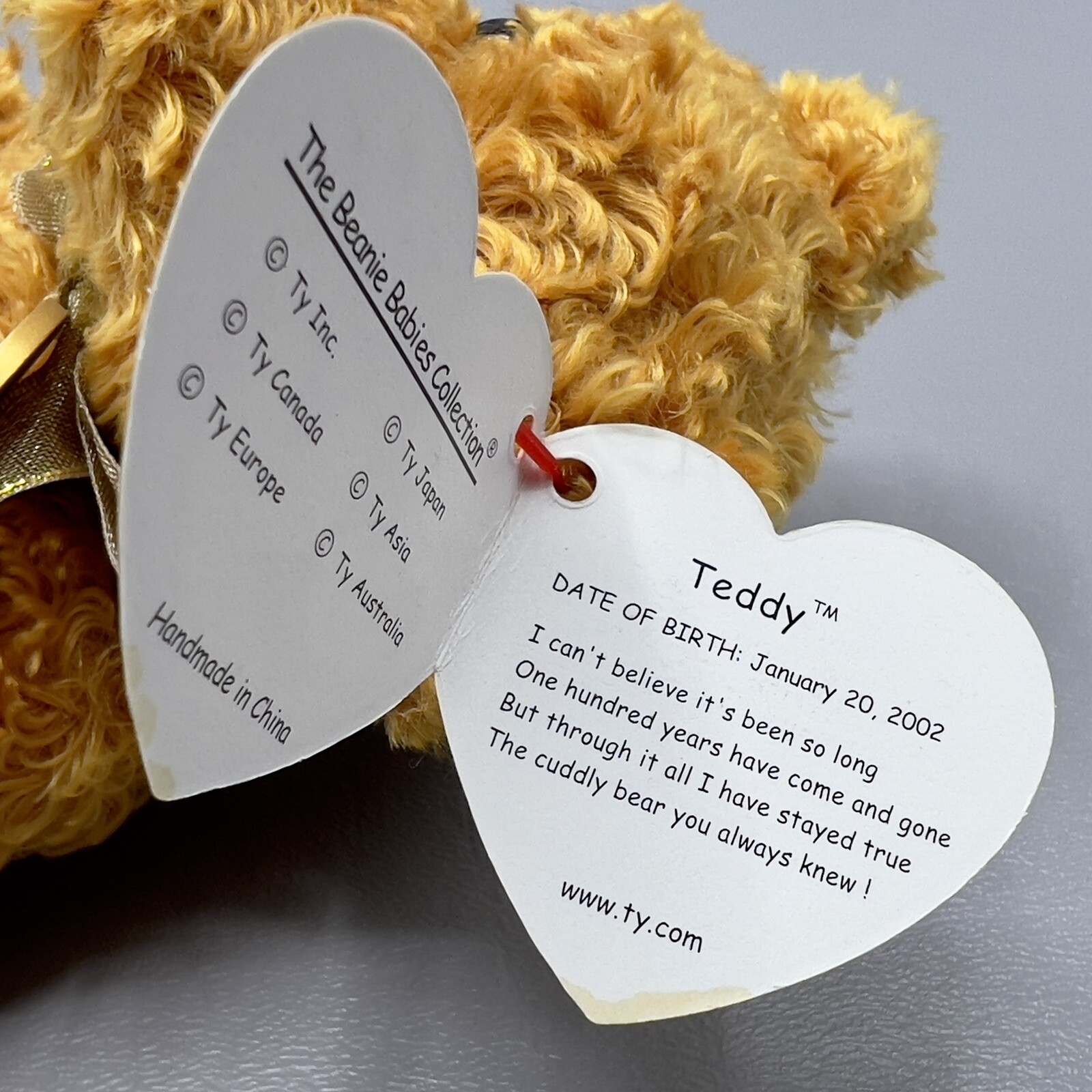 TY Teddy Original Beanie Babies DOB January 20 2002 Teddy Bear Plush ...