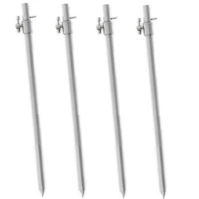 Stainless Steel Bank Sticks 4 x Carp Coarse Fishing 30-50cm Bank Sticks ...