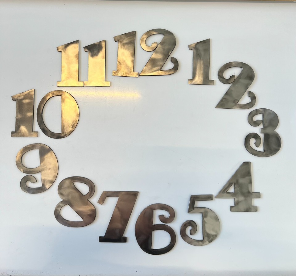 6 inch Metal Numbers & Letters Rusty or Natural Finish Mounting Holes ...
