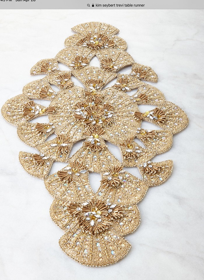 Stunning TREVI Gold Beaded Table Runner By Kim Seybert EUC | eBay