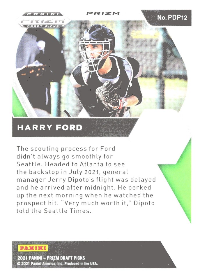 2021 Panini Prizm Draft Picks #PDP12 Harry Ford Hyper Green & Yellow ...