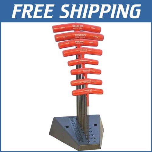 8-Piece Hex T-Handle Ball Driver Set, Sizes 2-10mm - Wall-Mount Stand ...