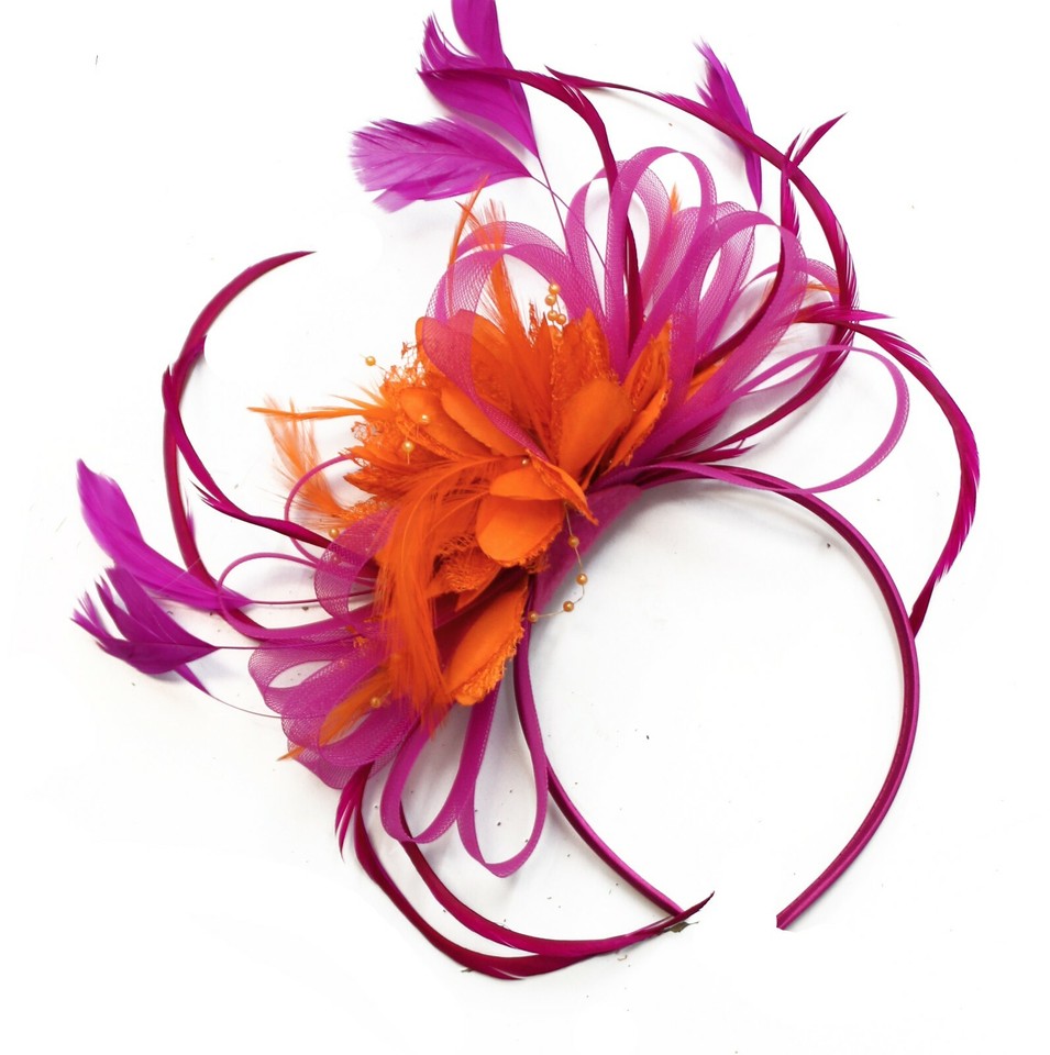 Customised Feather Hair Fascinator on Headband Wedding Royal Ascot ...