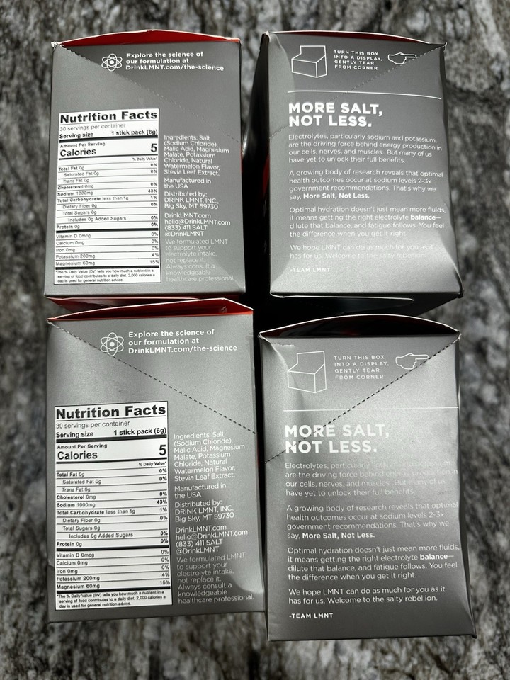 LMNT Electrolyte Drink Mix Watermelon Salt, 120 Stick Pack | eBay