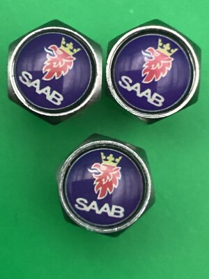 3 Pcs Set Tyre Air Valve Caps Cover With Saab Logo Air Valve Caps Cover ...